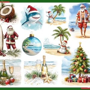 Tropical Christmas Clipart: Island Holiday PNG Graphics (120 Pc ...