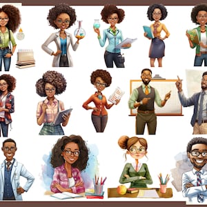 SCHOOL TEACHERS - 110 Watercolor Clip Arts (png, 300 Dpi, Notebook ...