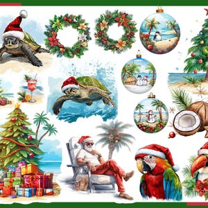 Tropical Christmas Clipart: Island Holiday PNG Graphics (120 Pc ...