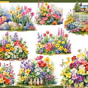 Spring Garden Flowers Clip Art: 100 PNG Graphics (digital Download) - Etsy
