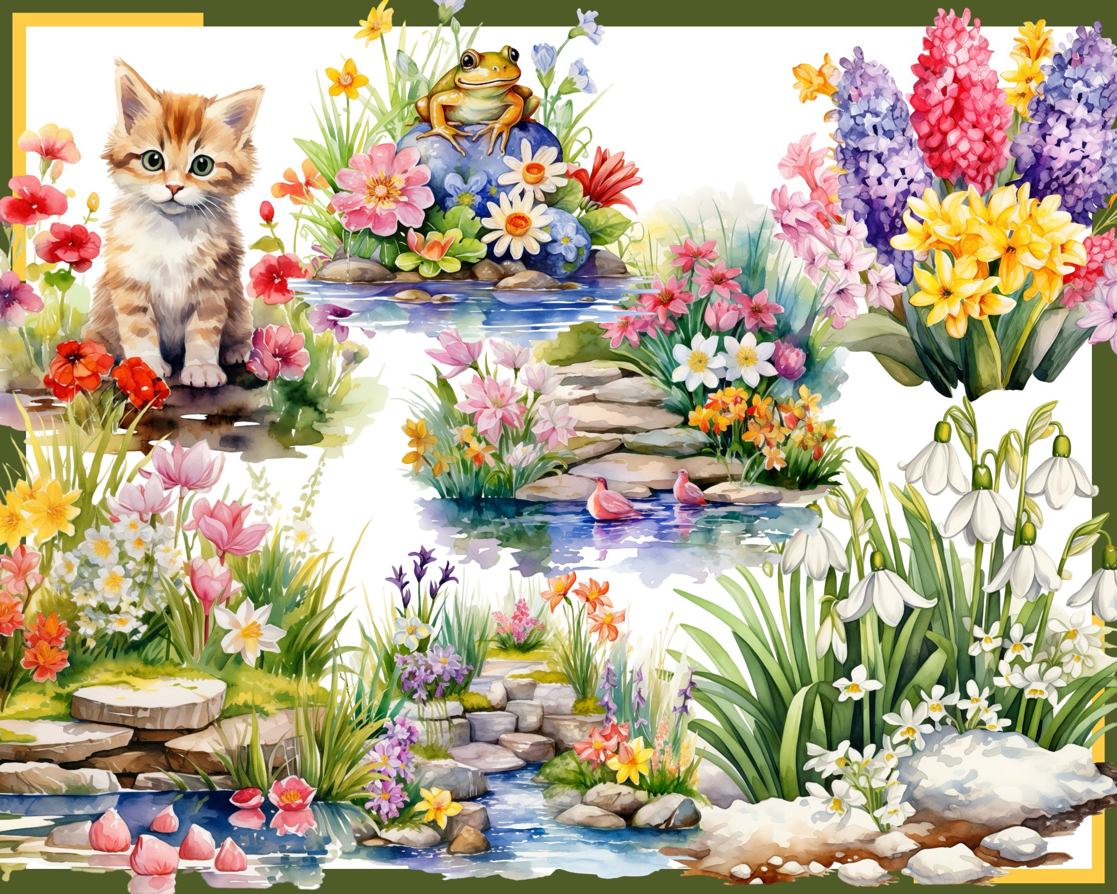 Spring Garden Flowers Clip Art: 100 PNG Graphics (digital Download) - Etsy