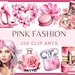 Pink Fashion Clipart: 100 Watercolor Graphics (PNG) - Etsy