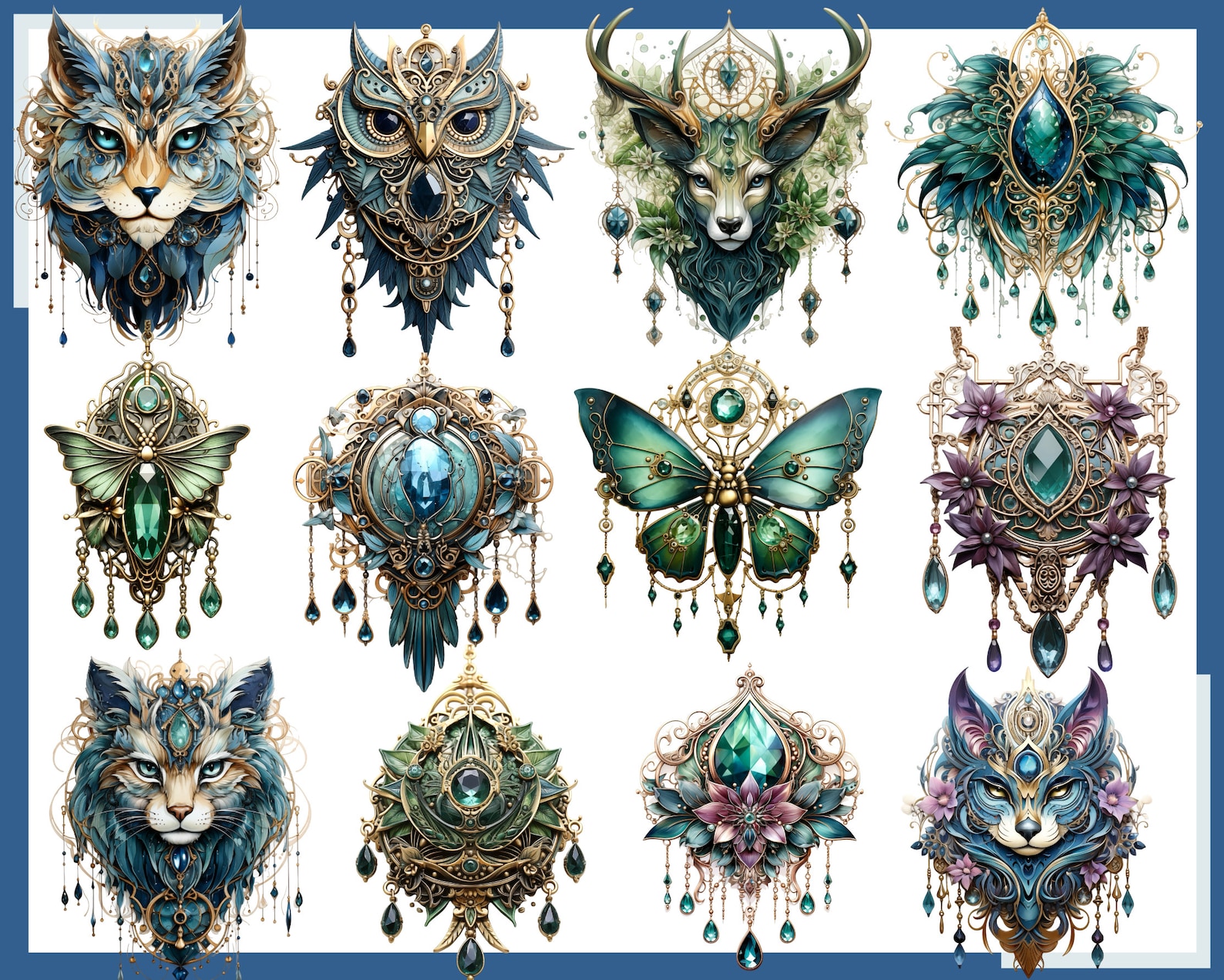 Magic Amulet Clip Art Bundle: Esoteric Animal Designs (PNG, Digital ...