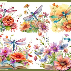 100 Dragonfly Clip Art: Stained Glass & Watercolor PNG (commercial Use ...