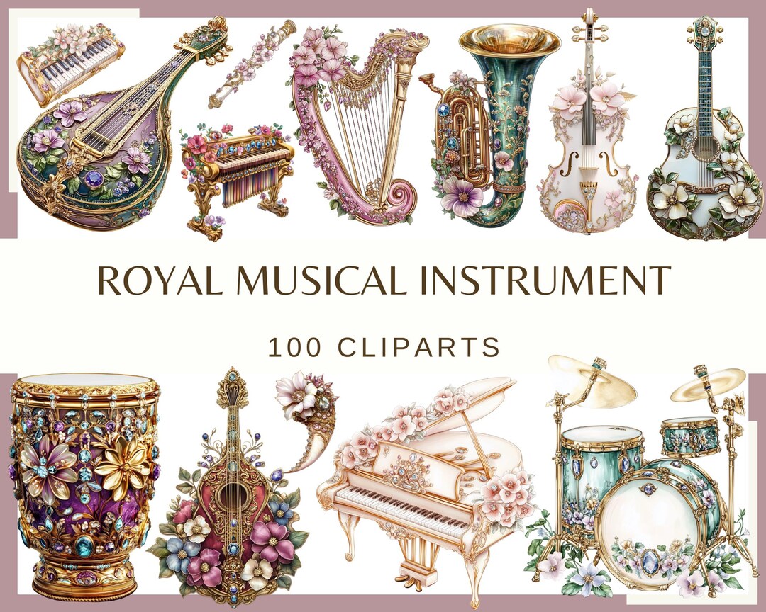 Royal Musical Instrument Clipart: 100 PNG Graphics (commercial Use) - Etsy