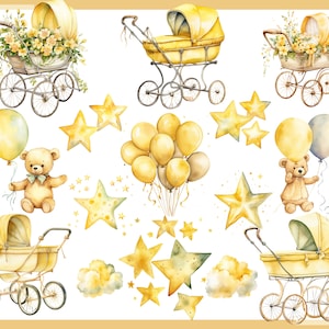 Yellow Teddy Bear Watercolor Clipart: 100 PNG Graphics (commercial Use ...