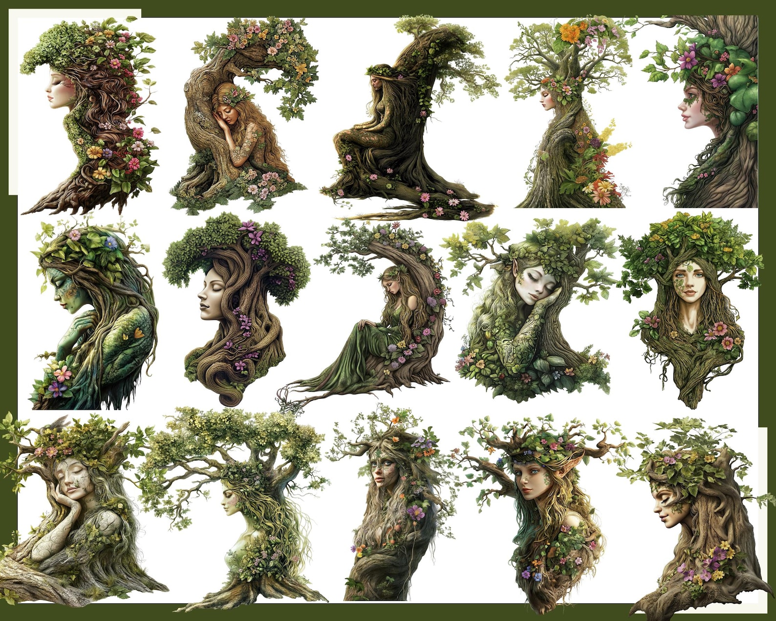 Mystical Tree Clip Art: Fantasy Tree Illustrations (commercial Use, 300 ...