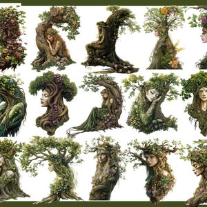 Mystical Tree Clip Art: Fantasy Tree Illustrations (commercial Use, 300 ...