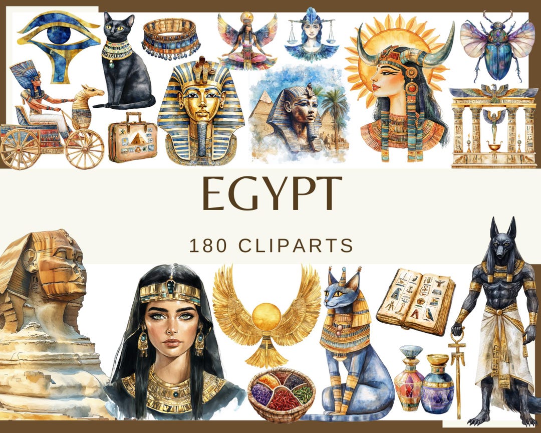 Ancient Egypt Clip Art: Pharaohs, Pyramids, Gods (PNG, Commercial Use ...