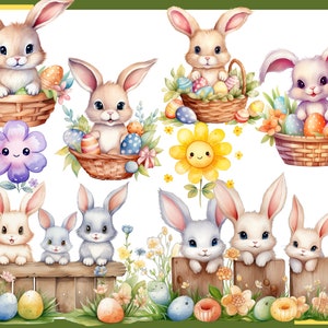 CUTE KAWAII EASTER - 100 Watercolor Clip Arts (transparent Background ...
