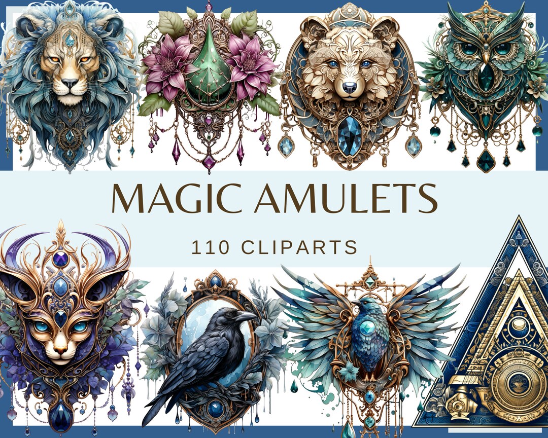 MAGIC AMULETS - 110 Clip Arts (300 Dpi, Transparent Background, Bundle ...
