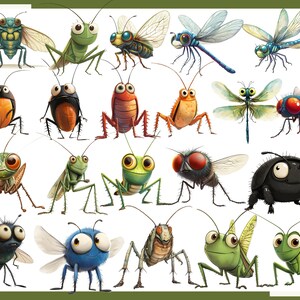 Cartoon Insect Clipart: 110 PNG Graphics (digital Download) - Etsy