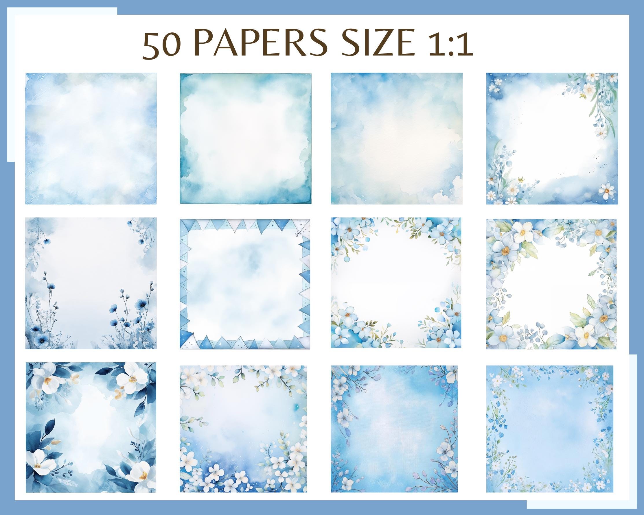 Blue Nursery Scrapbook Paper: 140 Watercolor Designs (digital Paper) - Etsy