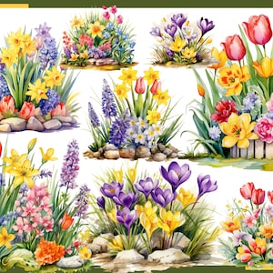 Spring Garden Flowers Clip Art: 100 PNG Graphics (digital Download) - Etsy