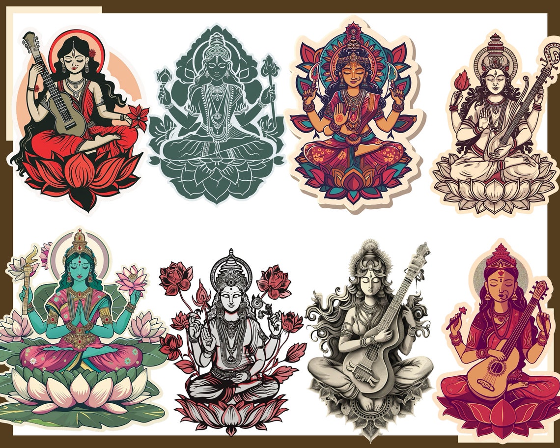 Hindu Gods Stickers: Shiva, Durga, Lakshmi, Vishnu, Ganesha (100 Pc ...