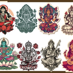 Hindu Gods Stickers: Shiva, Durga, Lakshmi, Vishnu, Ganesha (100 Pc ...