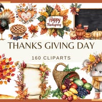 Fall Harvest Clipart: Scarecrow, Turkey, Pumpkin Field Illustration ...