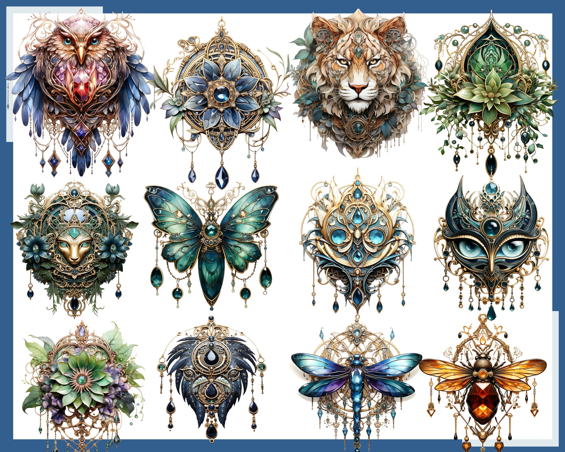Magic Amulet Clip Art Bundle: Esoteric Animal Designs (PNG, Digital ...