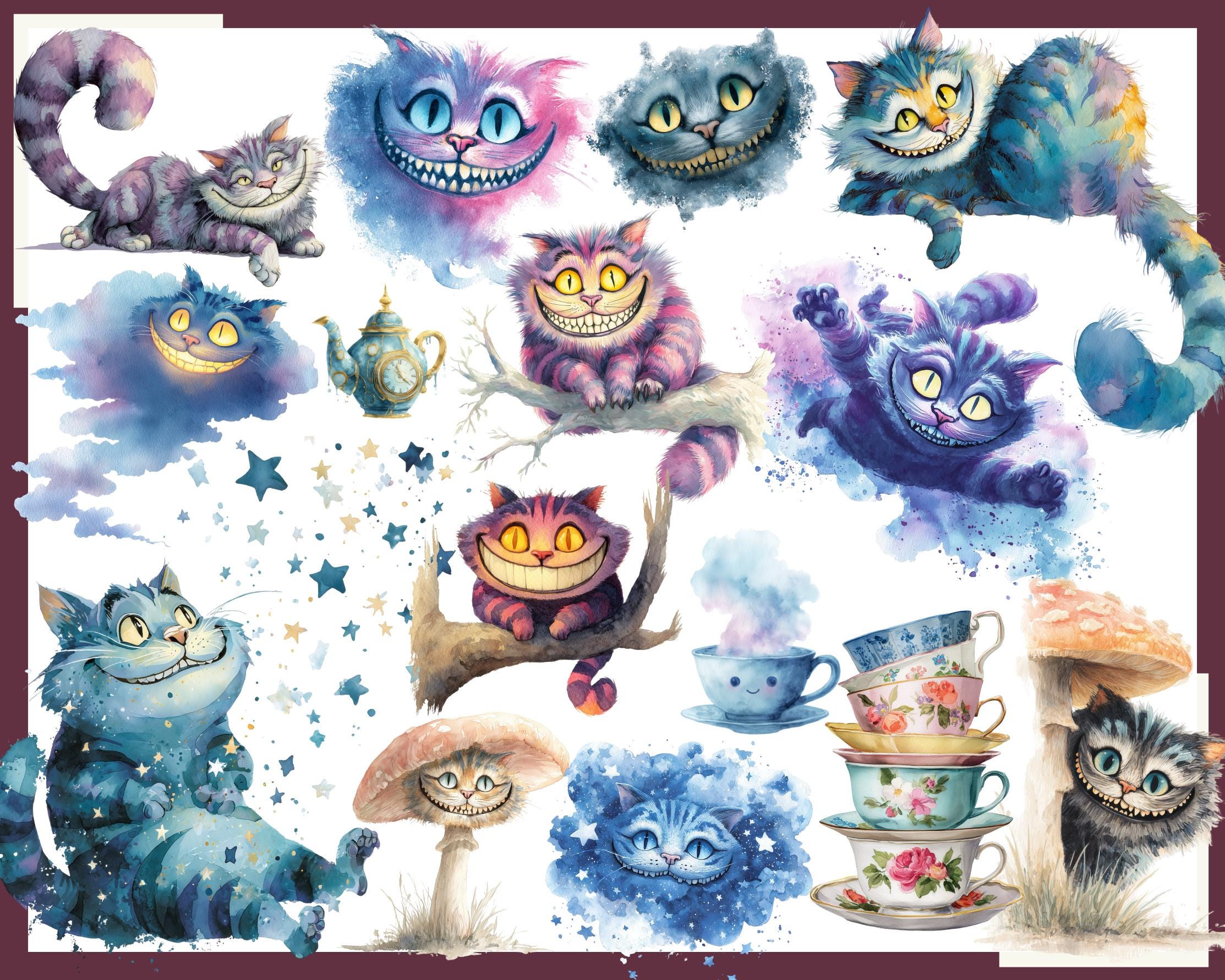 Alice in Wonderland: 110 PNG, 300 DPI, Storybook Fantasy, Wonderland ...