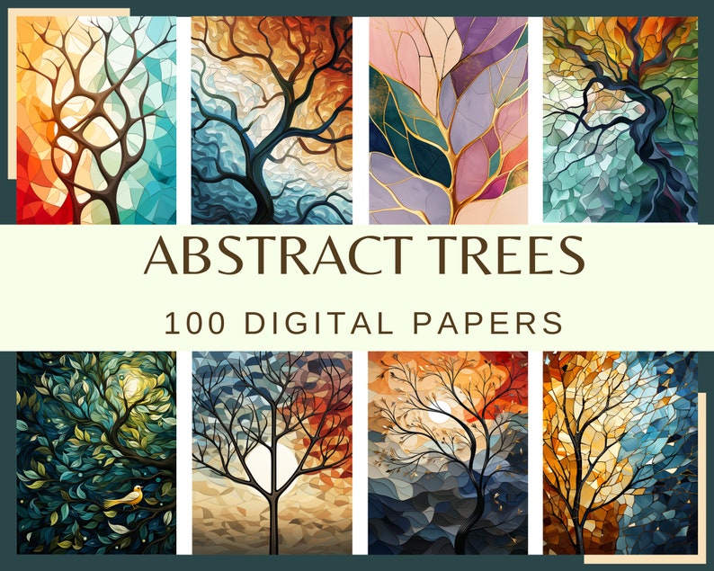 Abstract Trees Art Prints: Commercial Use Digital Paper (300 DPI) - Etsy