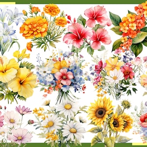 SUMMER FLOWERS - 120 Clip Arts (300 Dpi, Floral, Nature, Garden ...