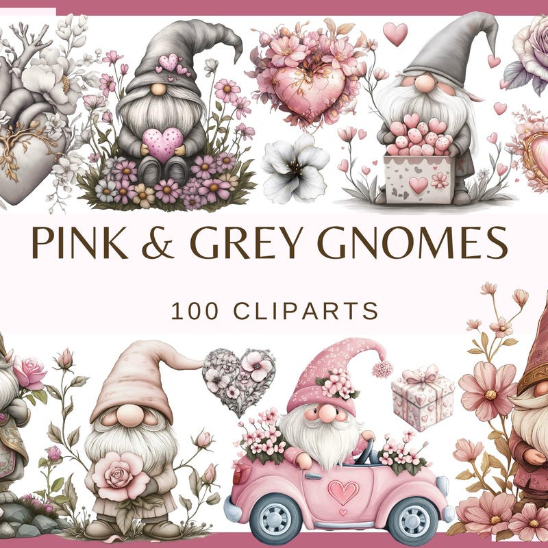 Valentine Gnome Clipart - Etsy