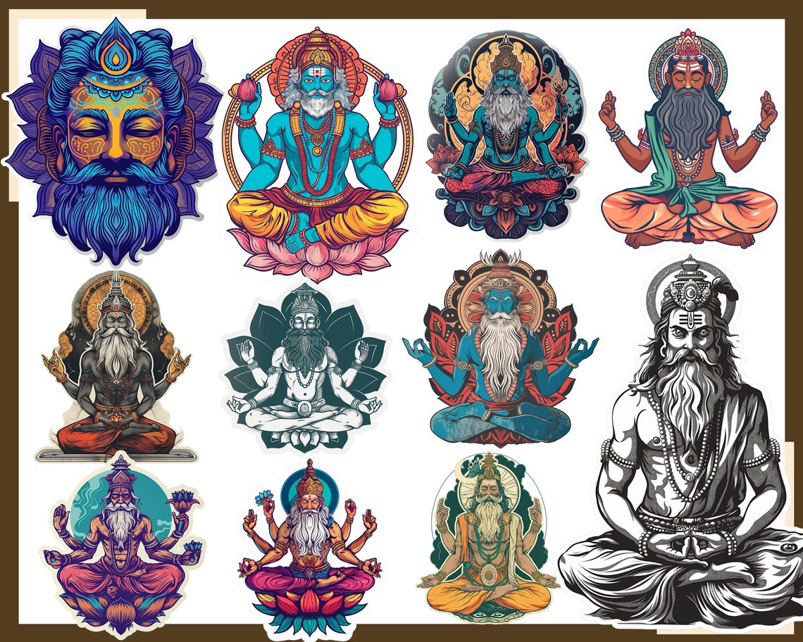 Hindu Gods Stickers: Shiva, Durga, Lakshmi, Vishnu, Ganesha (100 Pc ...