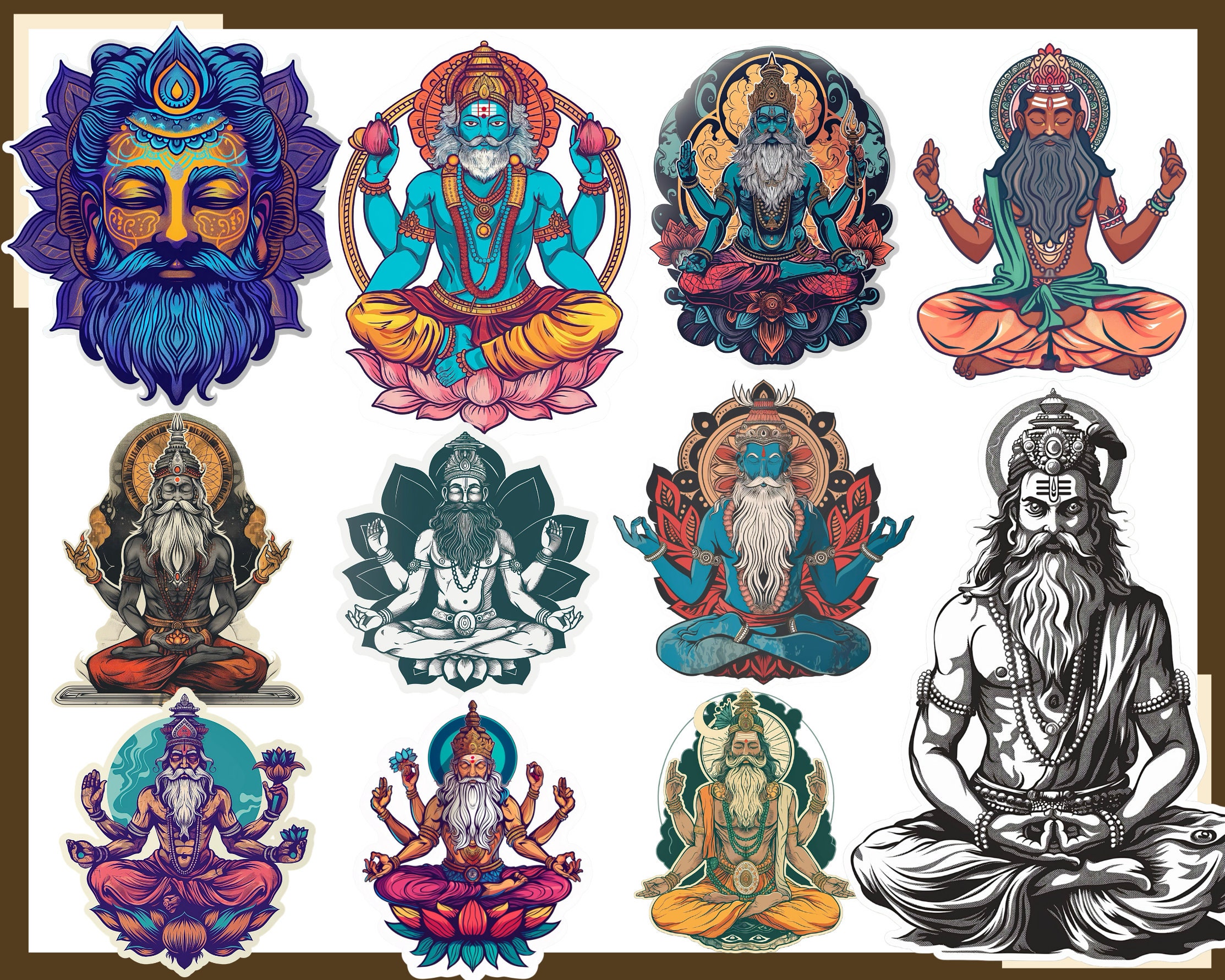 Hindu Gods Stickers: Shiva, Durga, Lakshmi, Vishnu, Ganesha (100 Pc ...