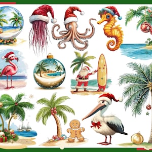 Tropical Christmas Clipart: Island Holiday PNG Graphics (120 Pc ...