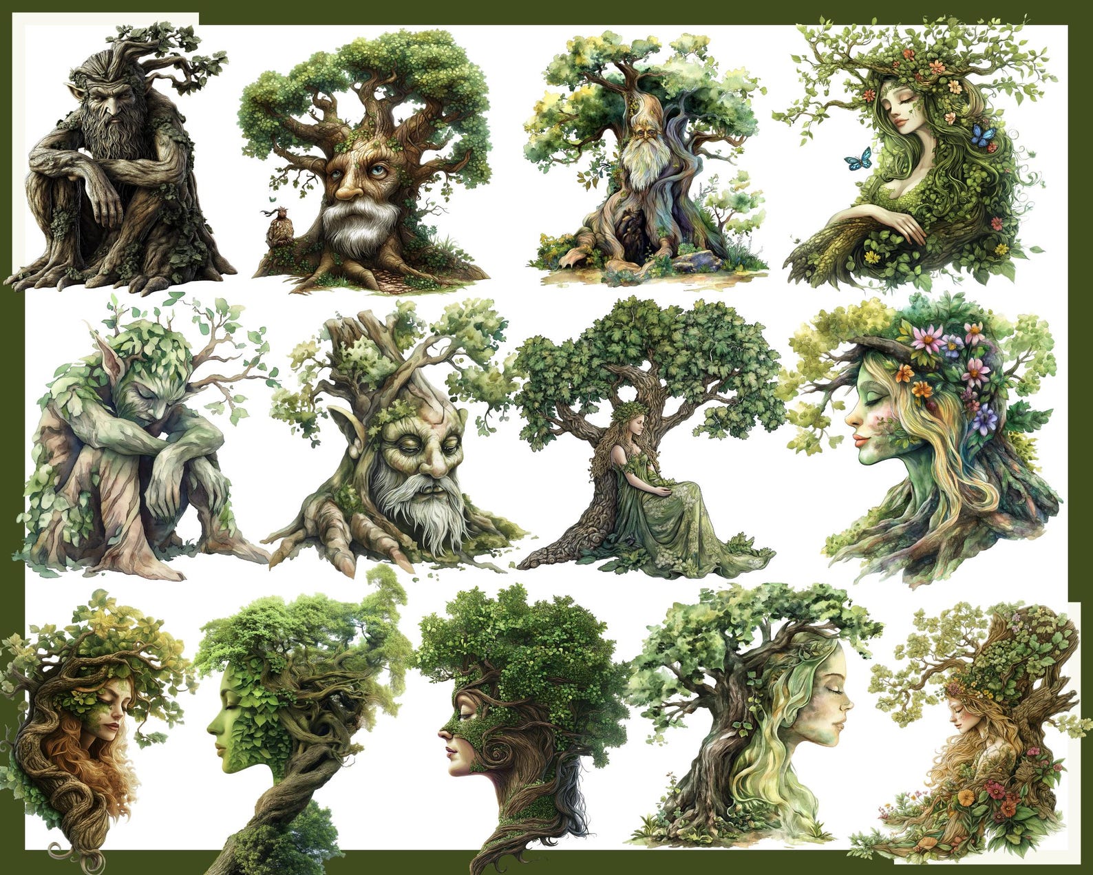 Mystical Tree Clip Art: Fantasy Tree Illustrations (commercial Use, 300 ...