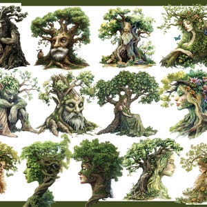 Mystical Tree Clip Art: Fantasy Tree Illustrations (commercial Use, 300 ...