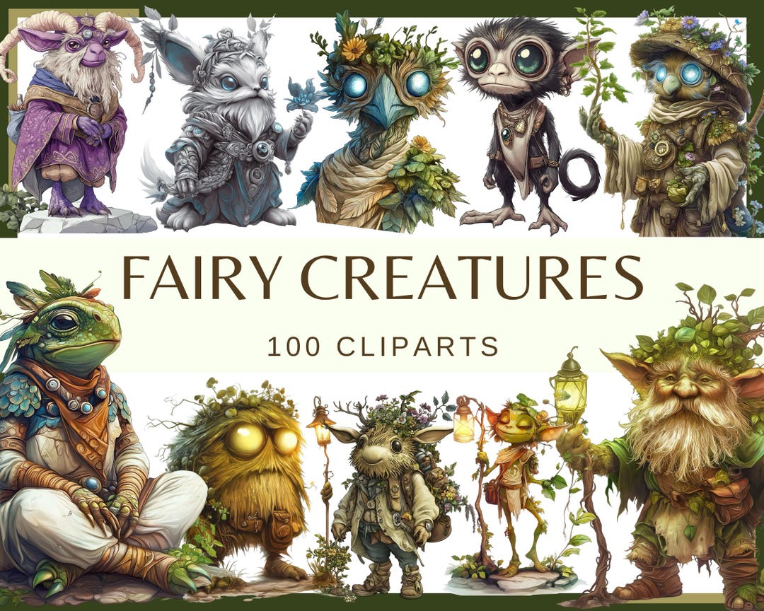 Fairy Creatures Clip Art: 100 Esoteric Fantasy Pngs (digital Download ...