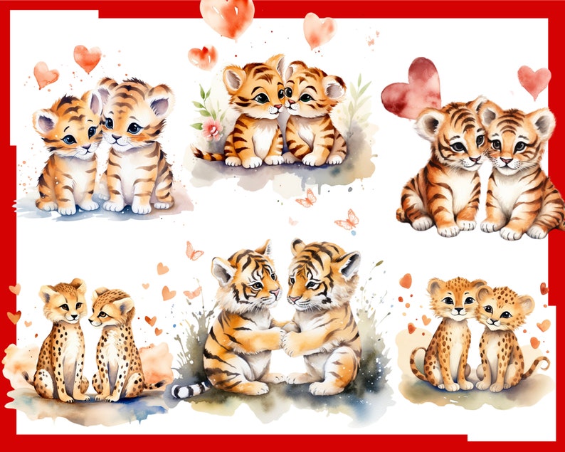 SAFARI ANIMALS in LOVE 50 Clip Arts 300 Dpi, Transparent Background ...
