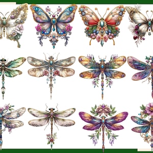 Faberge Insects Clipart: Watercolor Bugs, Butterfly, Beetle (100 PNG ...