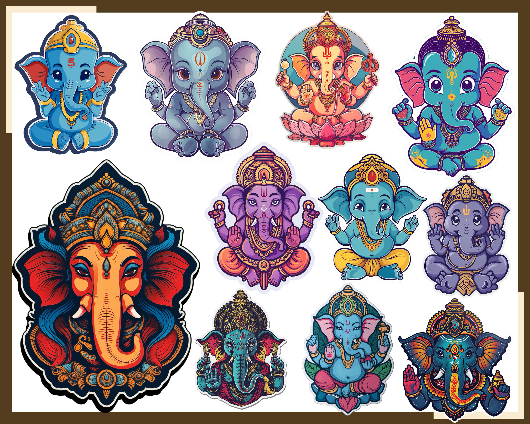 Hindu Gods Stickers: Shiva, Durga, Lakshmi, Vishnu, Ganesha (100 Pc ...