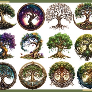 Sacred Tree of Life Clip Art: Esoteric Fantasy Trees (100 PNG, 300 DPI ...