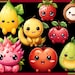 CUTE KAWAII FRUITS - 100 Clip Arts (300 Dpi, Fruit, Transparent ...