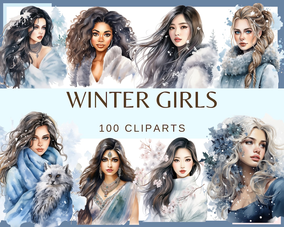 Winter Girls Clip Art: Cosy PNG Graphics (commercial Use) - Etsy