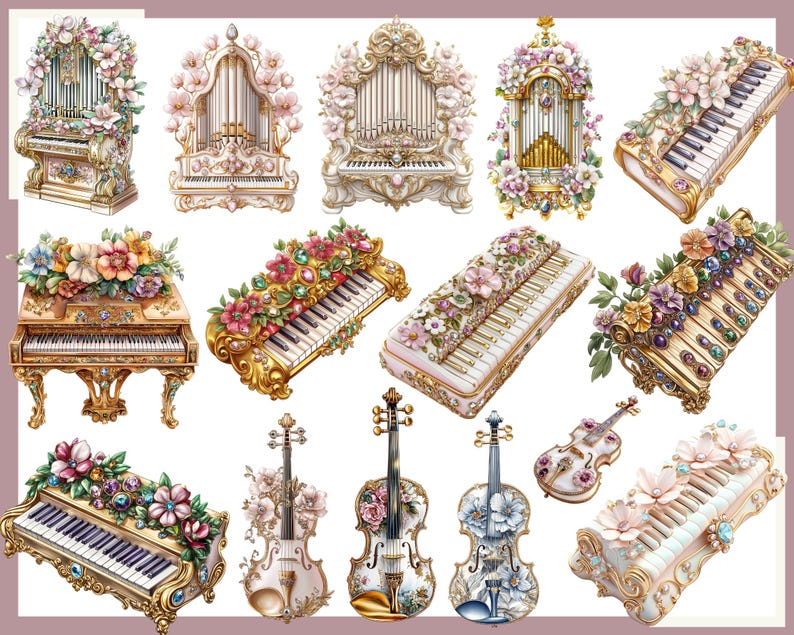 Royal Musical Instrument Clipart: 100 PNG Graphics (commercial Use) - Etsy