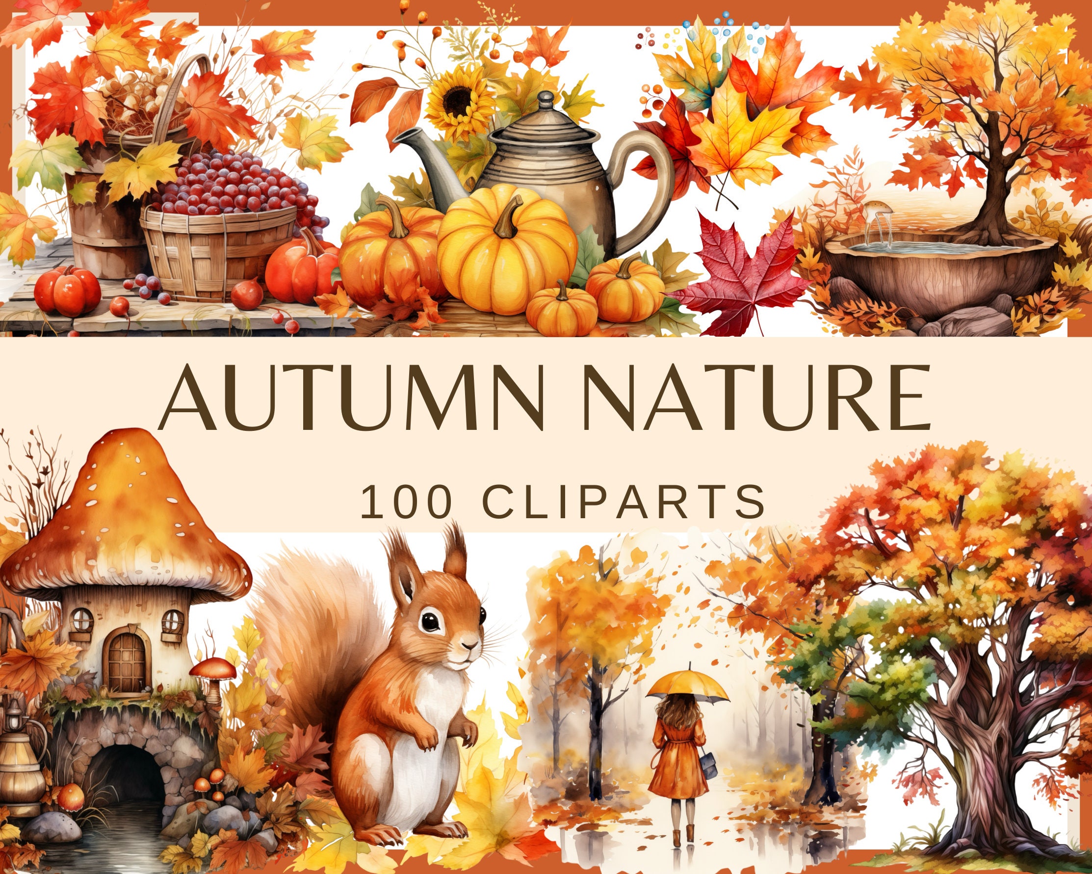 Autumn Nature Clip Art: 100 PNG Fall Graphics (commercial Use) - Etsy