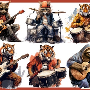 Animal Musicians Clip Art: Drums & Guitars Bundle (110 PNG) - Etsy