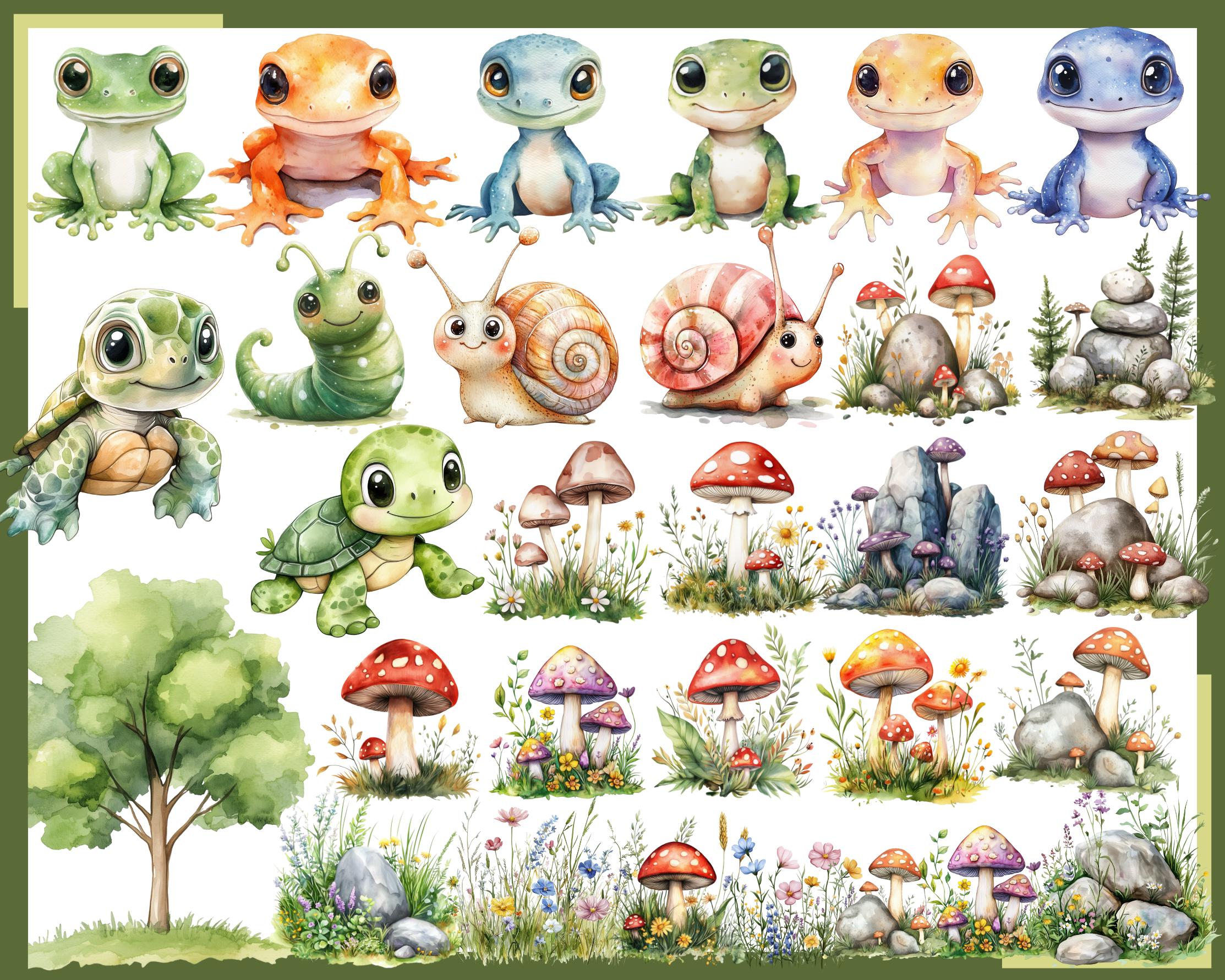 Summer Woodland Clipart: 250 Forest Animal Graphics (digital Download ...