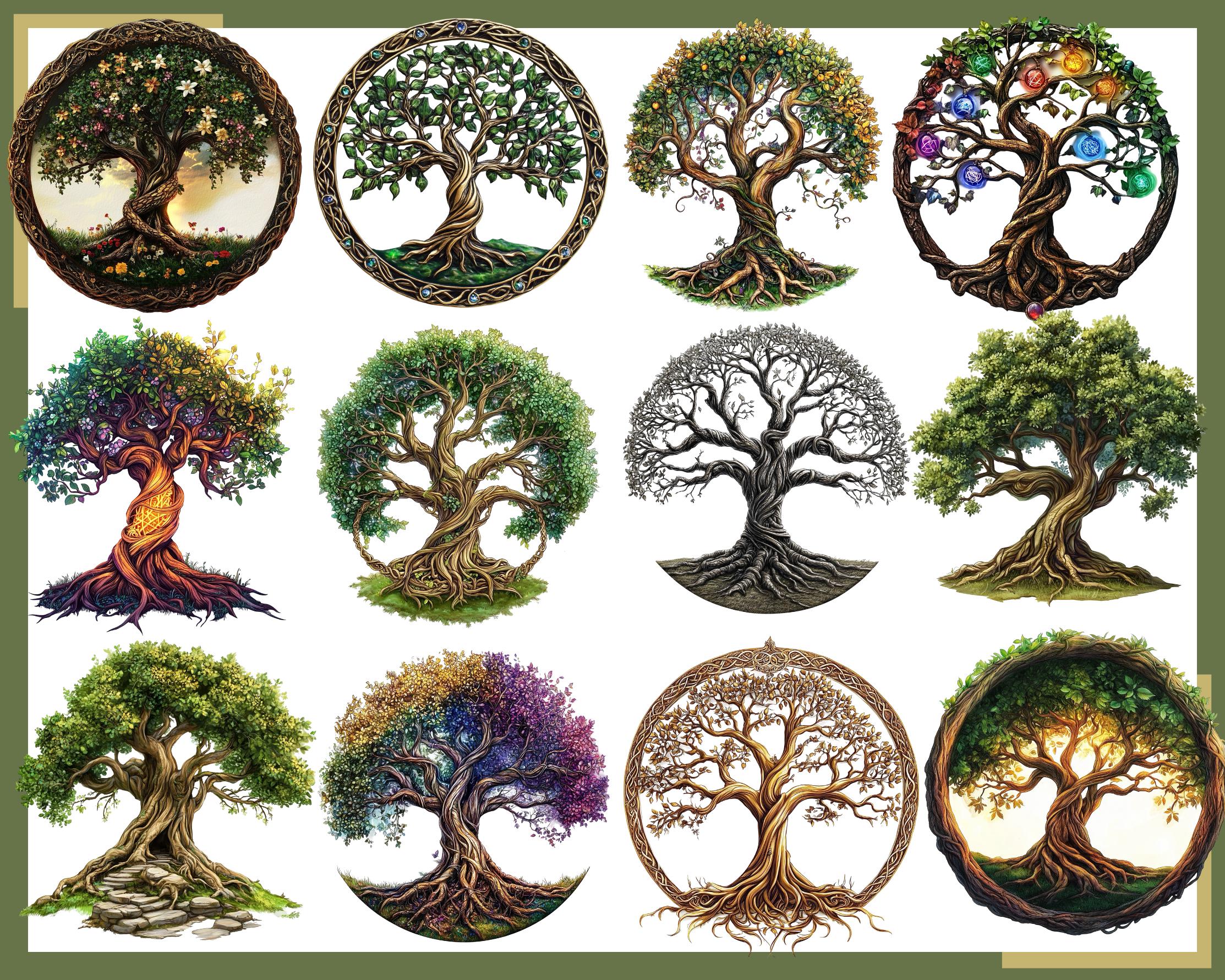 Sacred Tree of Life Clip Art: Esoteric Fantasy Trees (100 PNG, 300 DPI ...