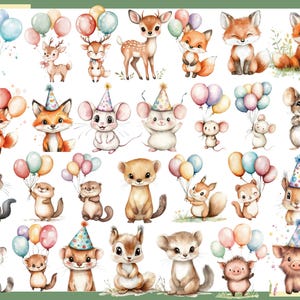 Woodland Birthday Clipart: Forest Animal Graphics (280 PNG) - Etsy