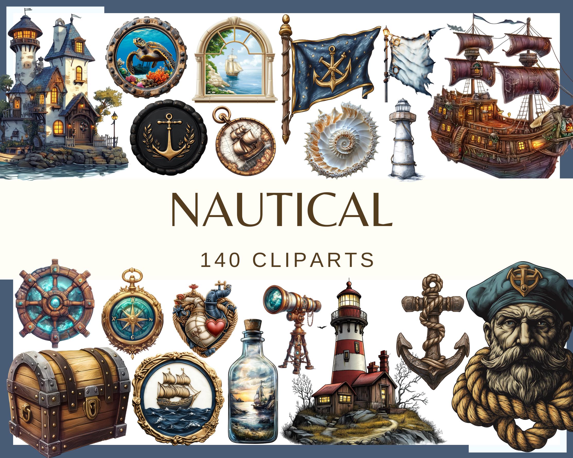 Nautical: 140 PNG, 300 DPI Clipart Sea Marine Life Graphics (commercial ...