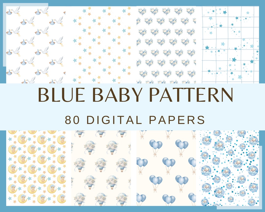 BABY BLUE PATTERN - 80 Patterns (baby Shower for a Boy, Nursery Decor ...