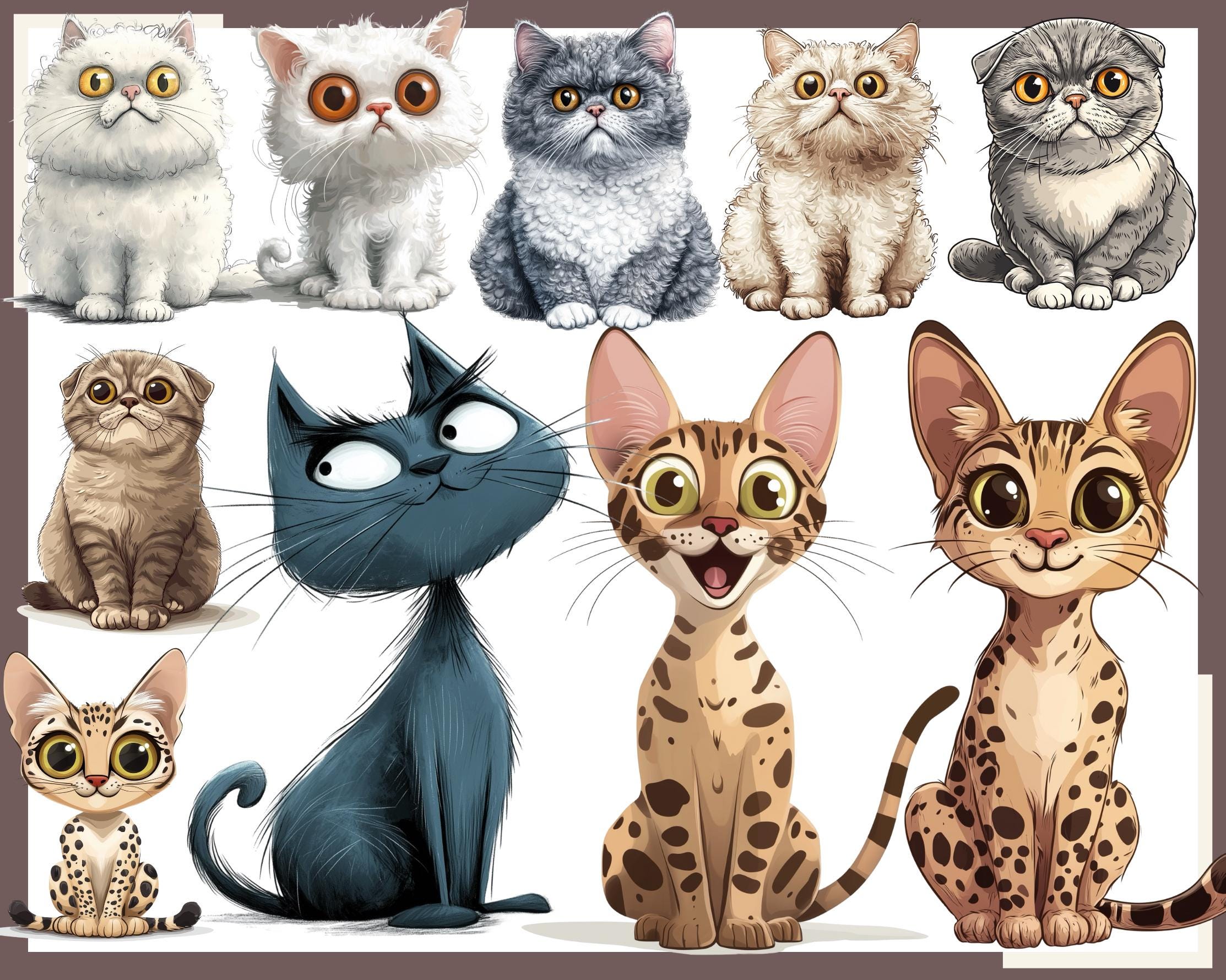Funny Cats Watercolor Clipart: 100 PNG Images (digital Download) - Etsy