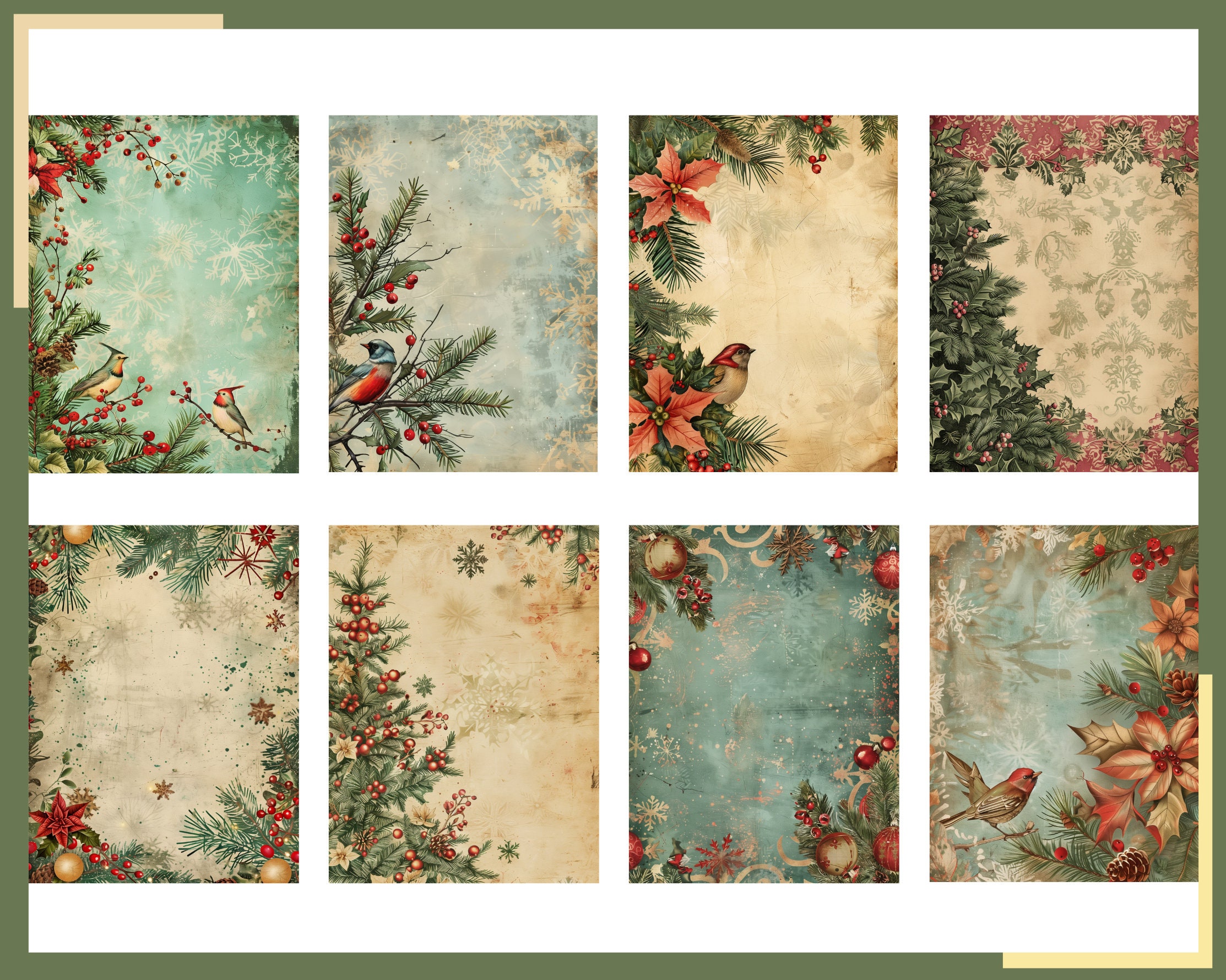 Vintage Christmas Digital Paper: 100 Winter Holiday Designs (300 Dpi ...