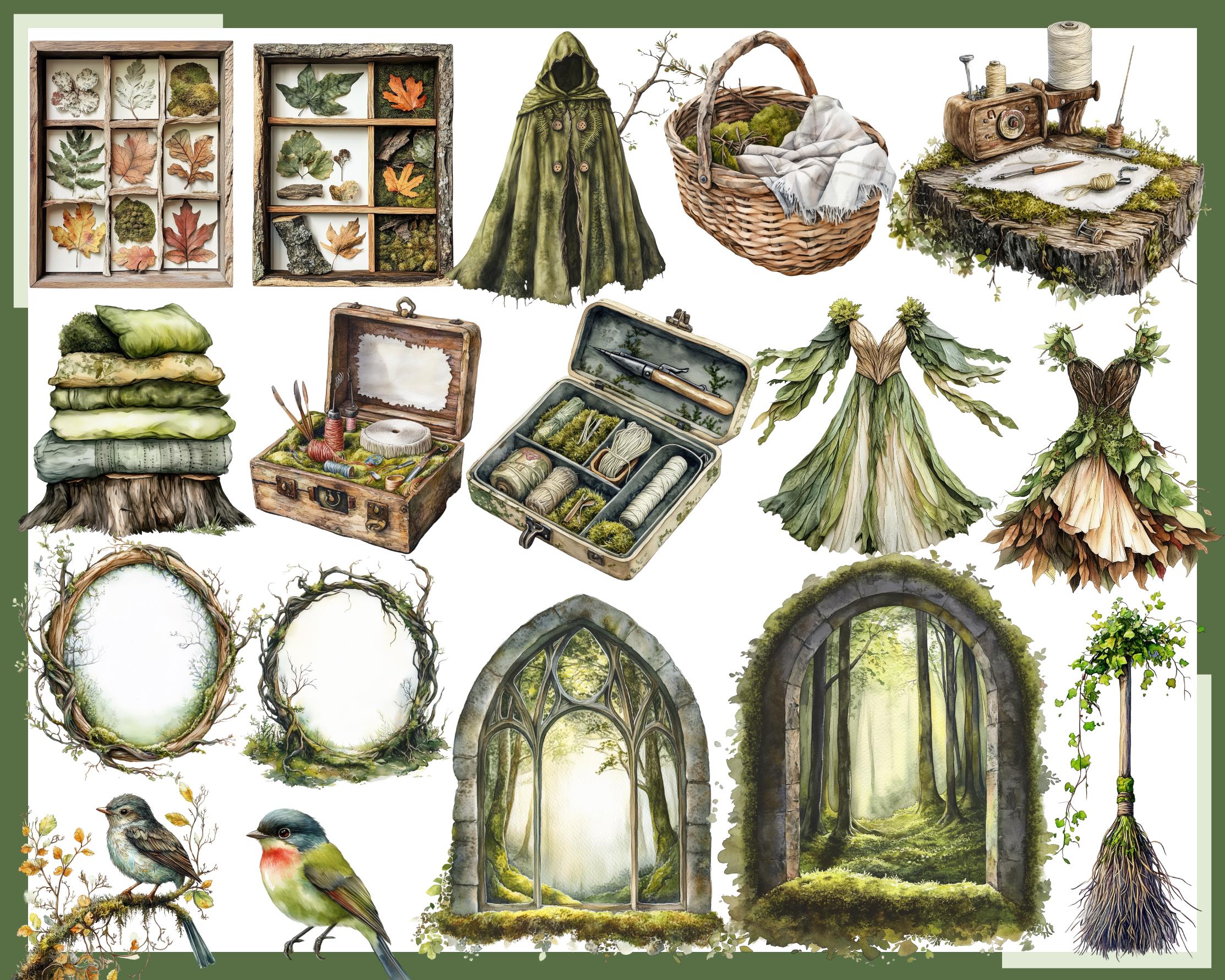 Cottagecore Forest Clipart: Watercolor Fairy Tale PNG (digital Download ...