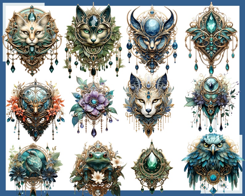 Magic Amulet Clip Art Bundle: Esoteric Animal Designs (PNG, Digital ...